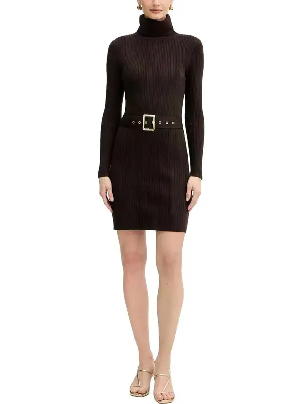 MORGAN Ribbed Knit Mini Dress - Brown