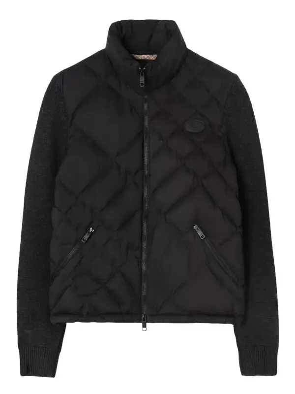 Burberry Dunsbury Puffer Jacket With Knitted Sleeves - Black