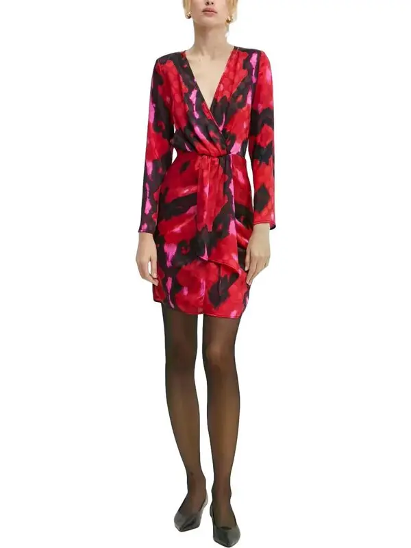 MORGAN Patterned Wrap Mini Dress - Red