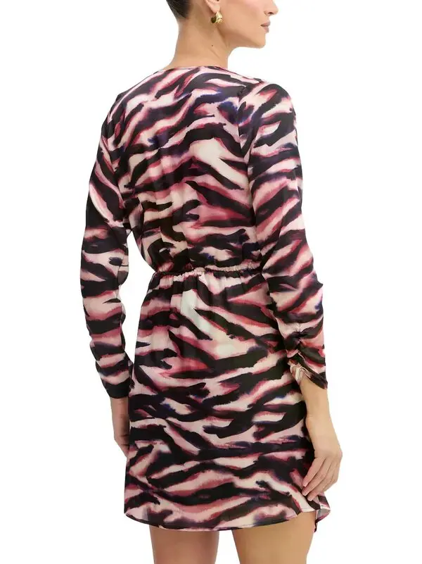 MORGAN V-neck Long Sleeve Printed Wrap Dress - Pink
