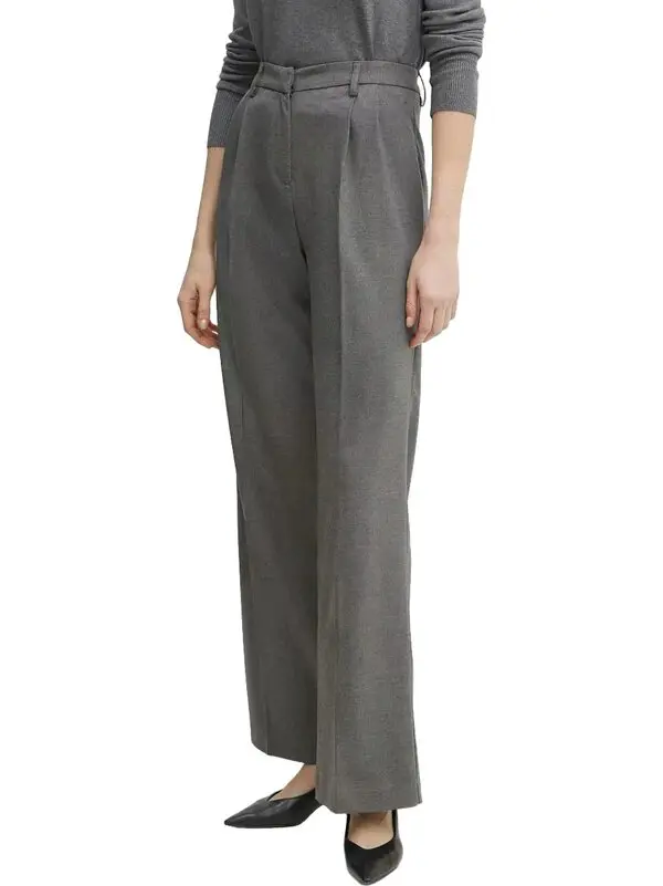 MORGAN Pleated Wide-leg Trousers - Grey