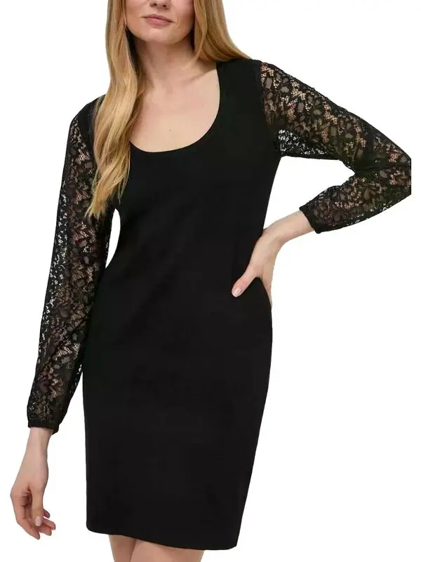 MORGAN Lace Long Sleeve Dress - Black