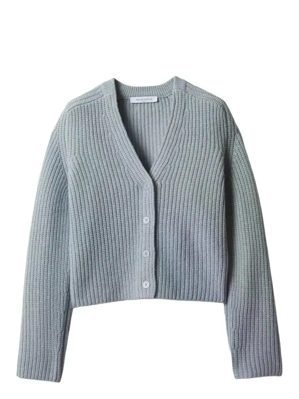 Maison Kitsuné Ribbed Knit V-neck Cardigan - Blue