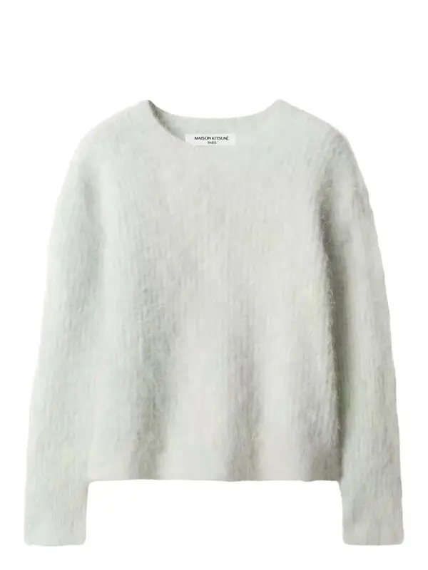 Maison Kitsuné Brushed-knit Crew Neck Sweater - Neutrals
