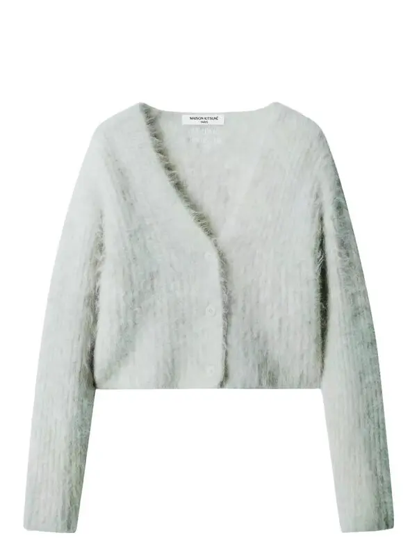 Maison Kitsuné Cropped Brushed-knit Cardigan - Neutrals
