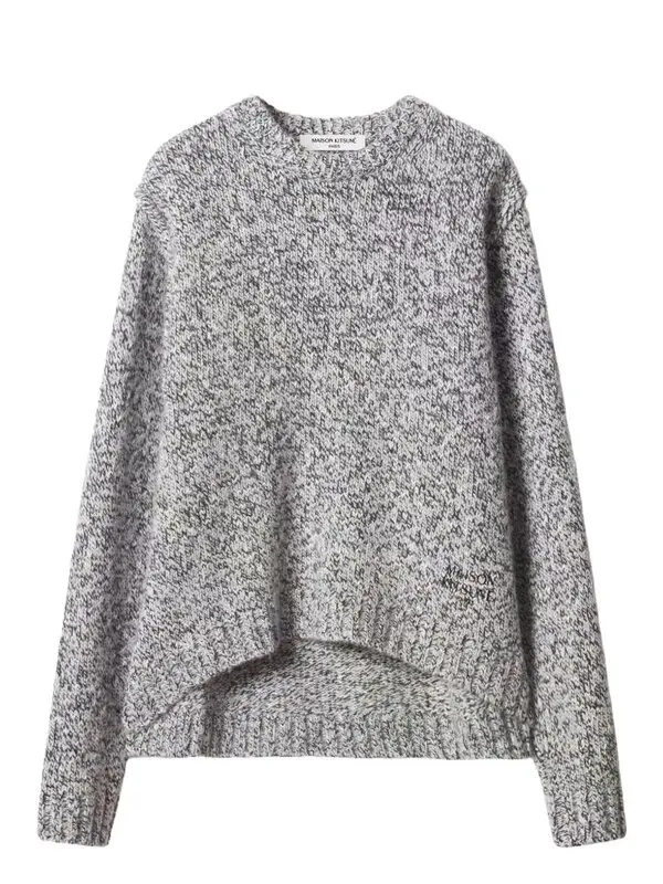 Maison Kitsuné Logo Embroidered Marl-knit Sweater - Grey
