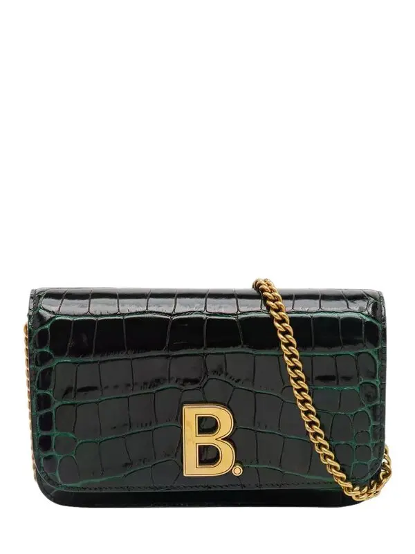Balenciaga B. Logo Croc-embossed Mini Bag - Green