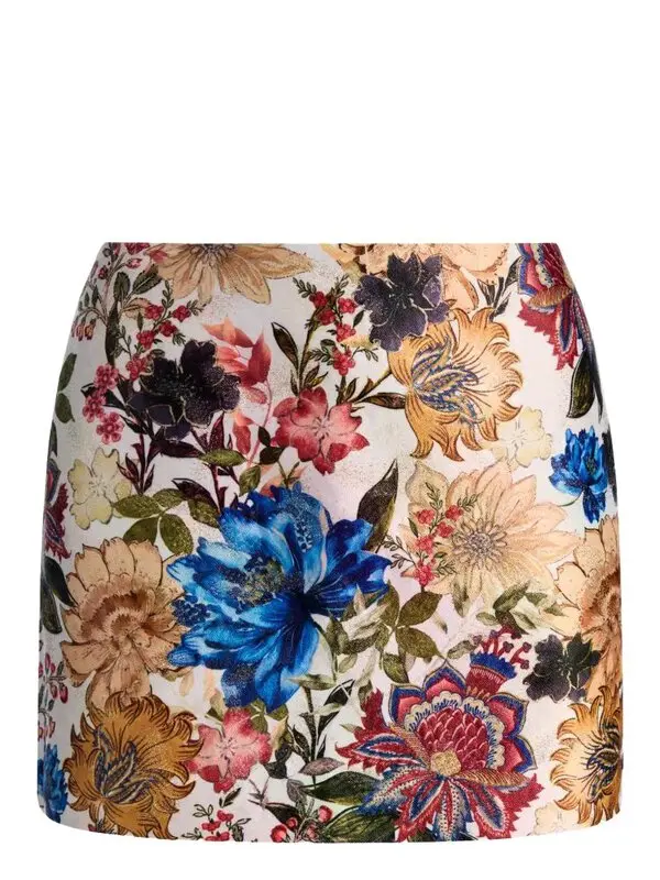 Alice + Olivia Rubi Floral-print Brocade Mini Skirt - Neutrals