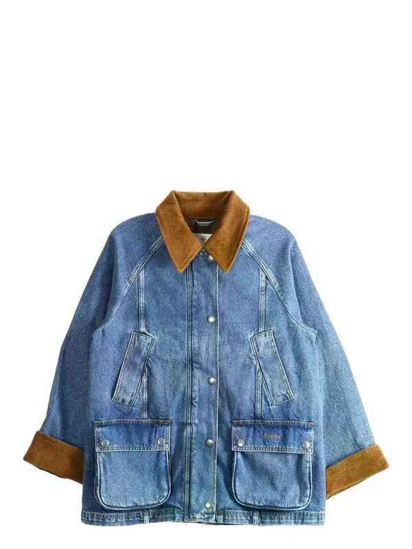 Barbour Beadnell Denim Jacket With Corduroy Collar - Blue