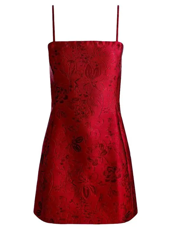 Alice + Olivia Velia Floral-jacquard Mini Dress - Red