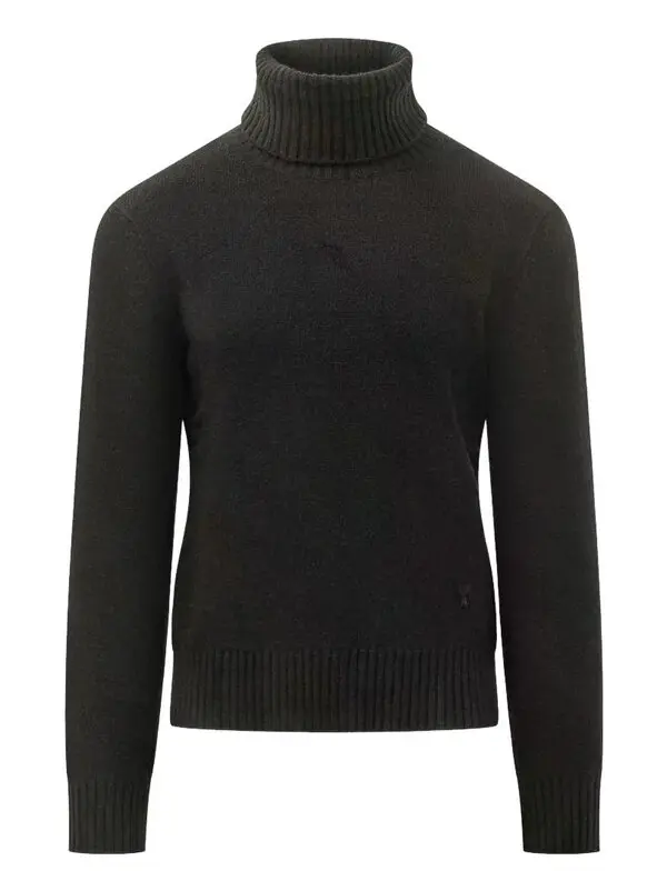 AMI Paris Ribbed Turtleneck Sweater - Black