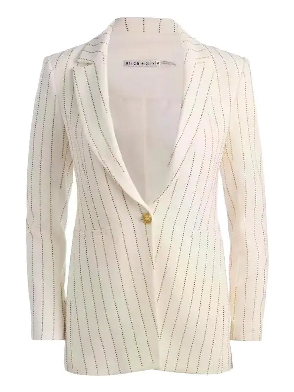 Alice + Olivia Breann Embellished Cutaway Blazer - Neutrals