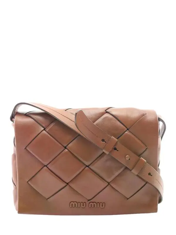 Miu Miu Woven Leather Crossbody Bag - Brown