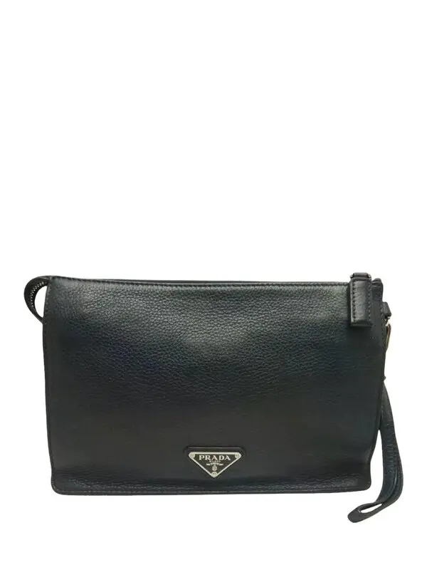 Prada Vitello City Wristlet Clutch Bag - Blue