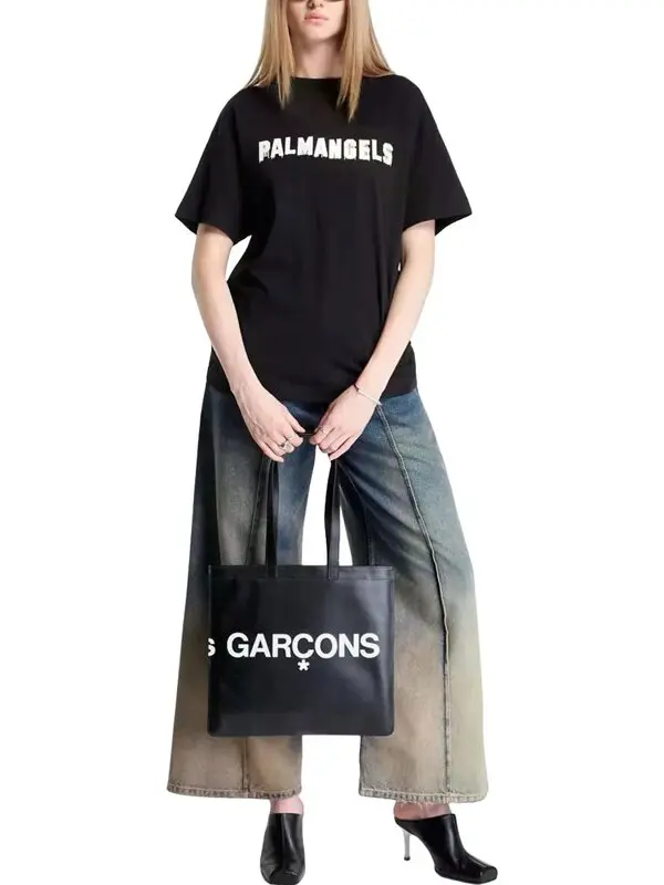 Palm Angels Logo Print Cotton T-shirt - Black