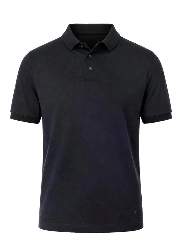 Emporio Armani Textured-finish Polo Shirt - Black