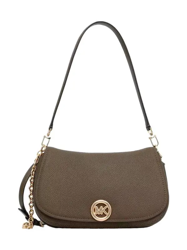 Michael Kors Logo Plaque Pebbled Shoulder Bag - Brown