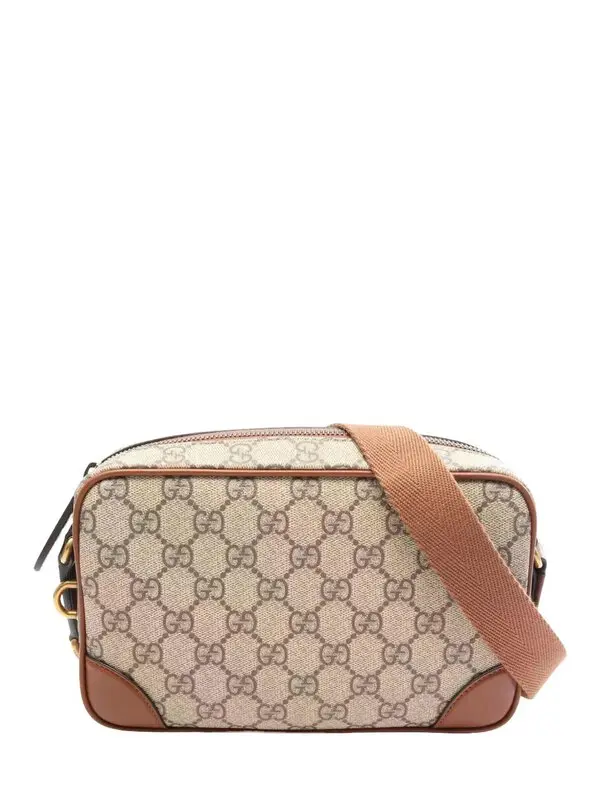 Gucci Gg Supreme Emblem Crossbody Bag - Neutrals