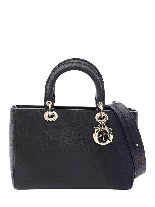 Dior Grained Calfskin Lady D Sire Satchel - Black