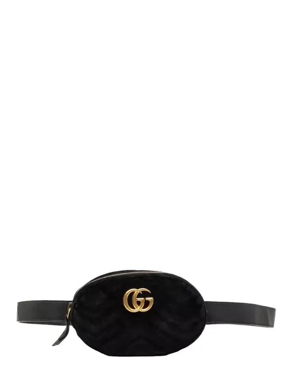 Gucci Gg Marmont Matelasse Velvet Belt Bag - Black