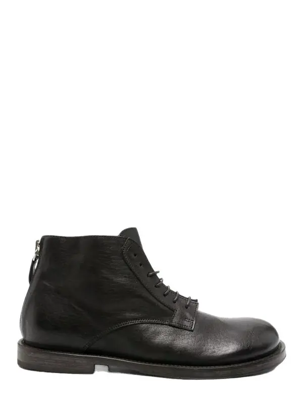 Moma Lace Up Rear Zip Boots - Brown