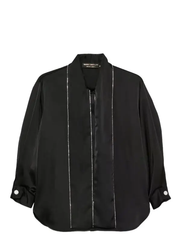 SIMONA CORSELLINI Crystal-embellished Satin Blouse - Black