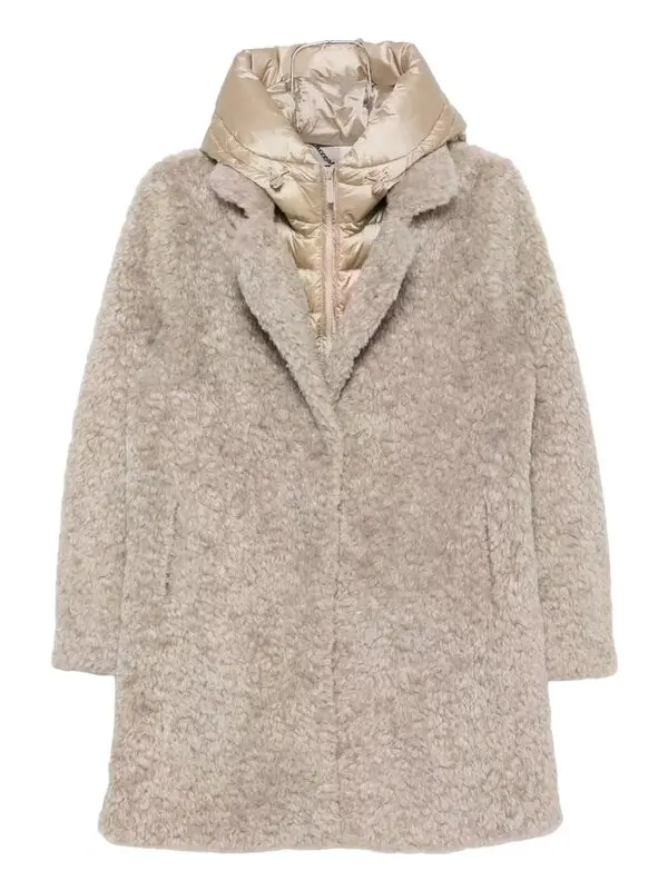 BOMBOOGIE Hooded Faux-shearling Coat - Grey