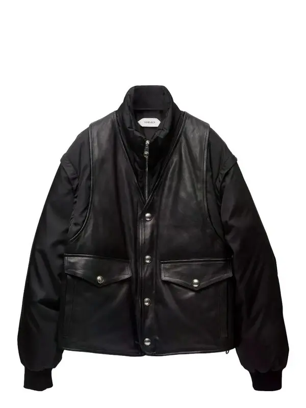 Versace Leather And Nylon Padded Blouson - Black