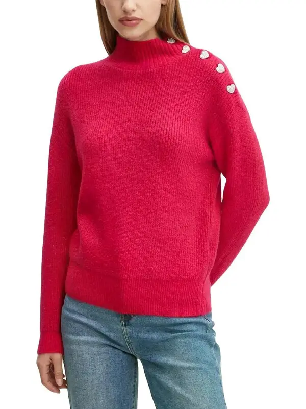 MORGAN Heart Button Sweater - Pink