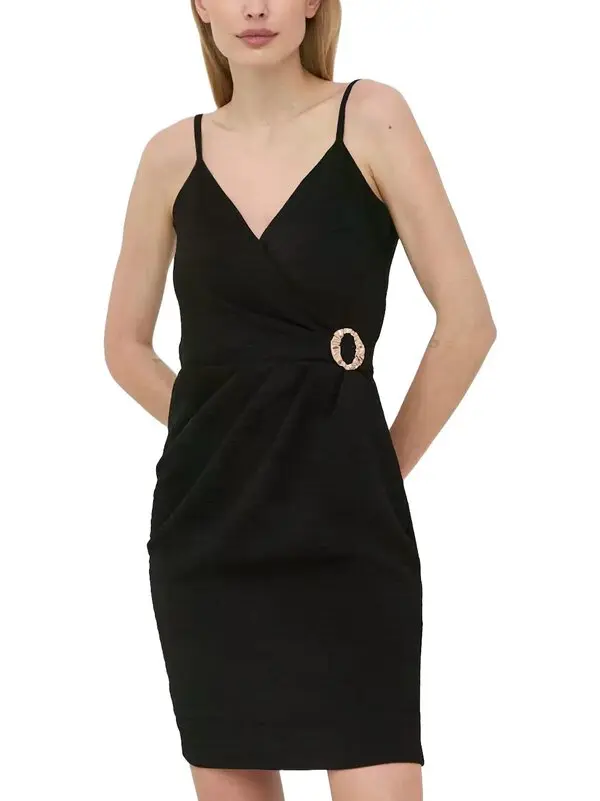 MORGAN Ring Detail V-neck Dress - Black