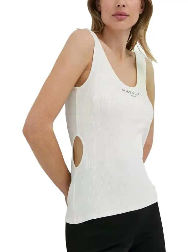 Miss Sixty Ribbed Knit Cut-out Top - White