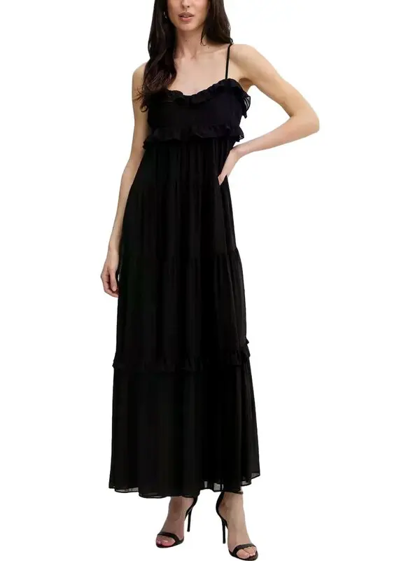 Michael Kors Tiered Ruffled Georgette Maxi Dress - Black