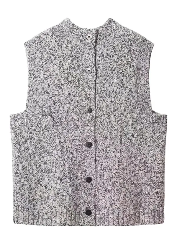 Maison Kitsuné Button-back Knitted Top - Grey
