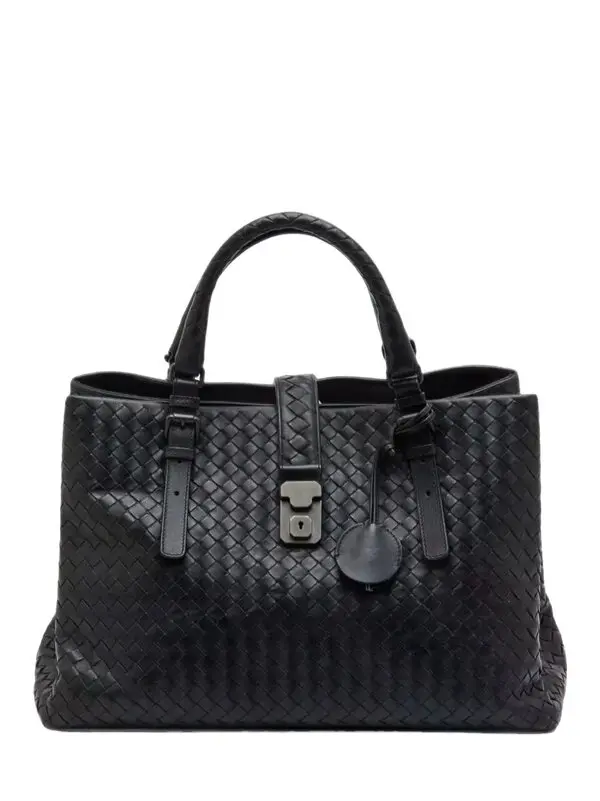 Bottega Veneta Roma Intrecciato Tote Bag - Black