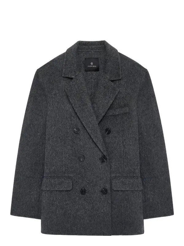 ANINE BING Sali Double-breasted Wool Coat - Grey