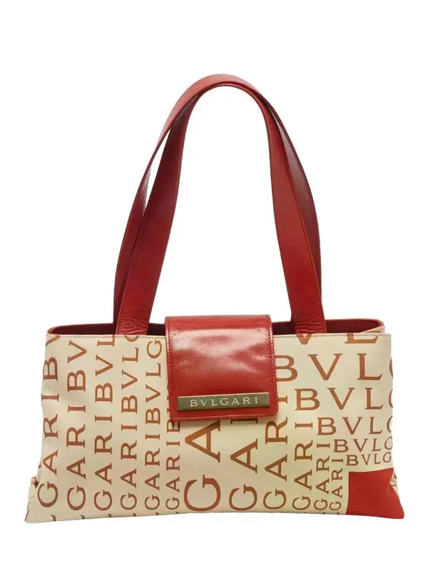 BVLGARI Logomania Calf-leather-trim Tote Bag - Neutrals