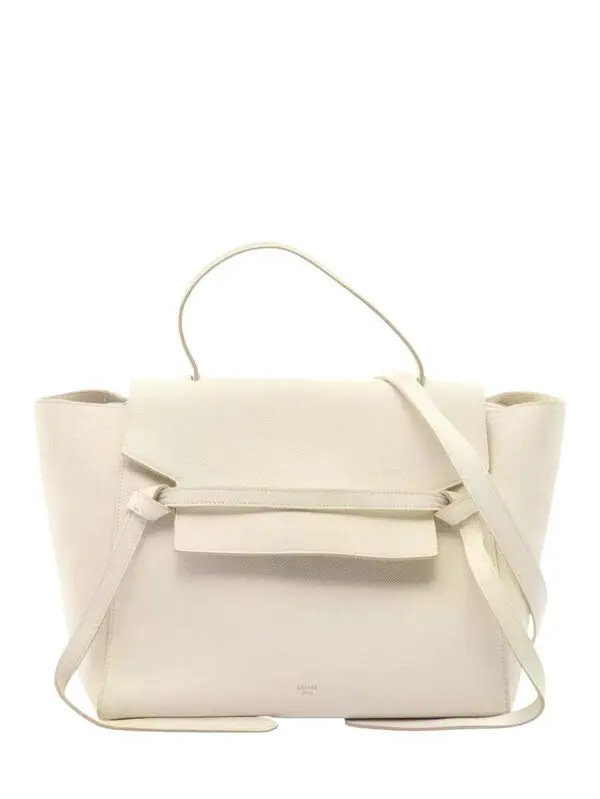 Celine Mini Grained Calfskin Belt Bag Satchel - White