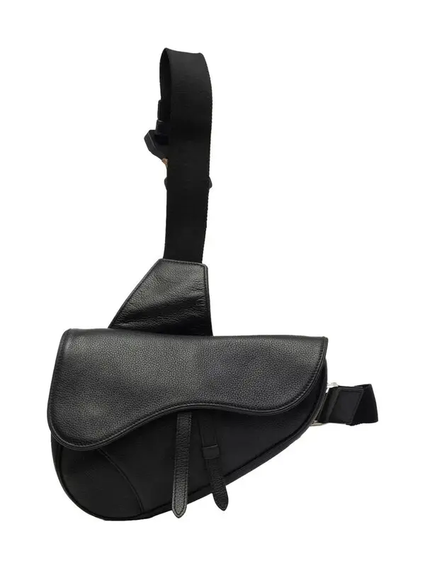 Dior 2019 Grained Calfskin Saddle Bag Crossbody Bag - Black
