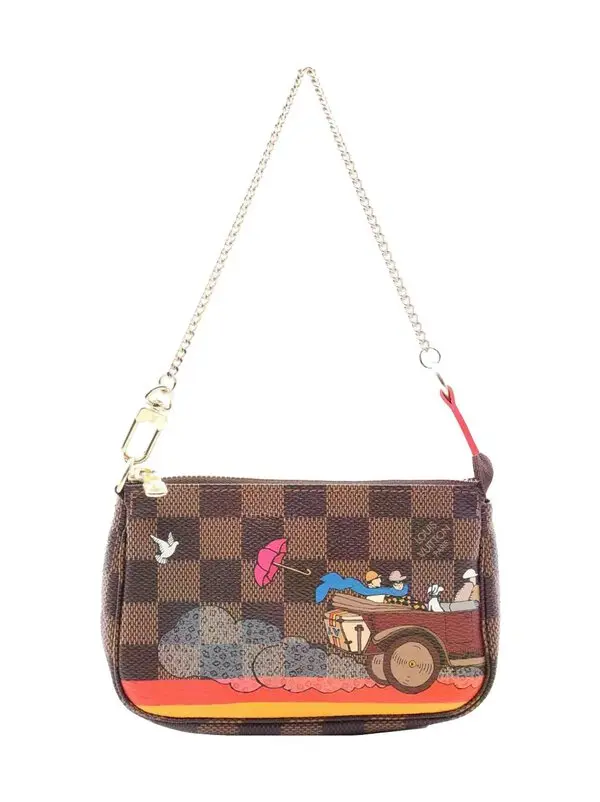 LOUIS VUITTON Damier Ebene Illustre Mini Pochette Accessories Handbag - Brown