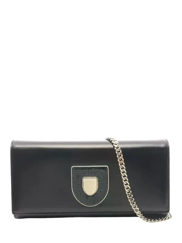 Dior Leather Wallet On Chain Crossbody Bag - Black