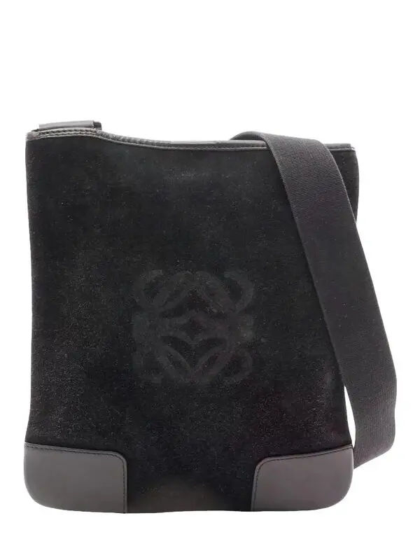 Loewe Suede Anagram Crossbody Bag - Black