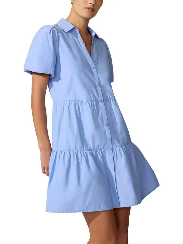 Brochu Walker Havana Mini Dress With Puff Sleeves - Chambray