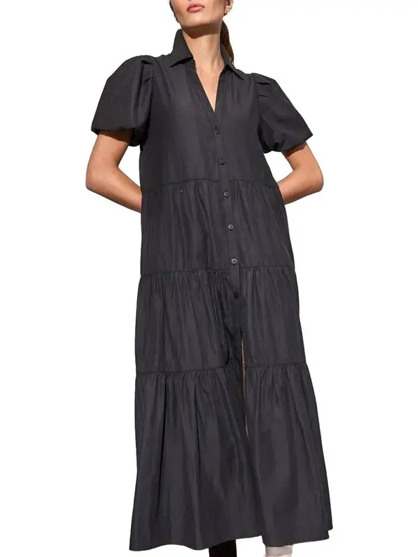 Brochu Walker Havana Tiered Shirt Dress - Washed Black