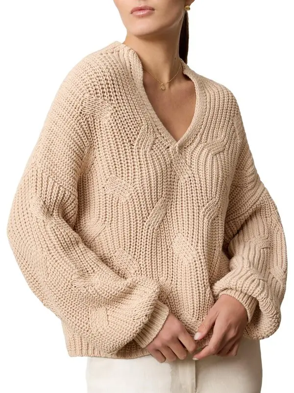 Brochu Walker Grayson Cable Pullover - Buff