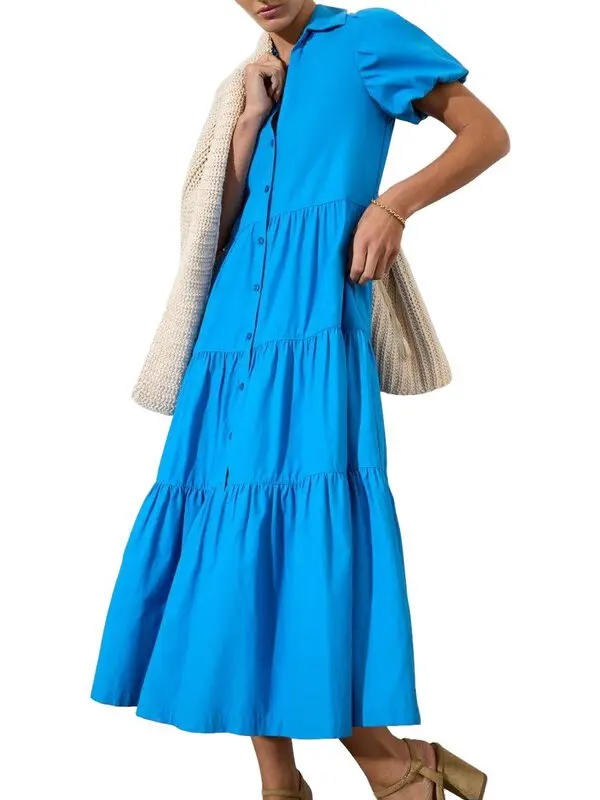 Brochu Walker The Havana Tiered Shirt Dress - Azure