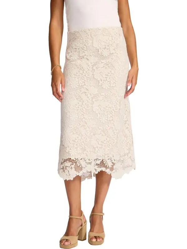 Brochu Walker Mara Lace Midi Skirt - Stone