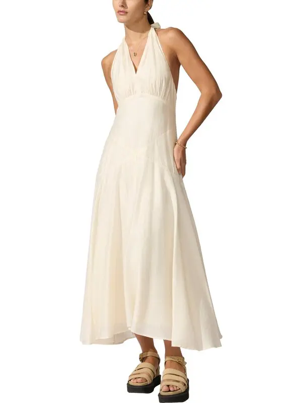 Brochu Walker Tori Halterneck Voile Dress - Creme