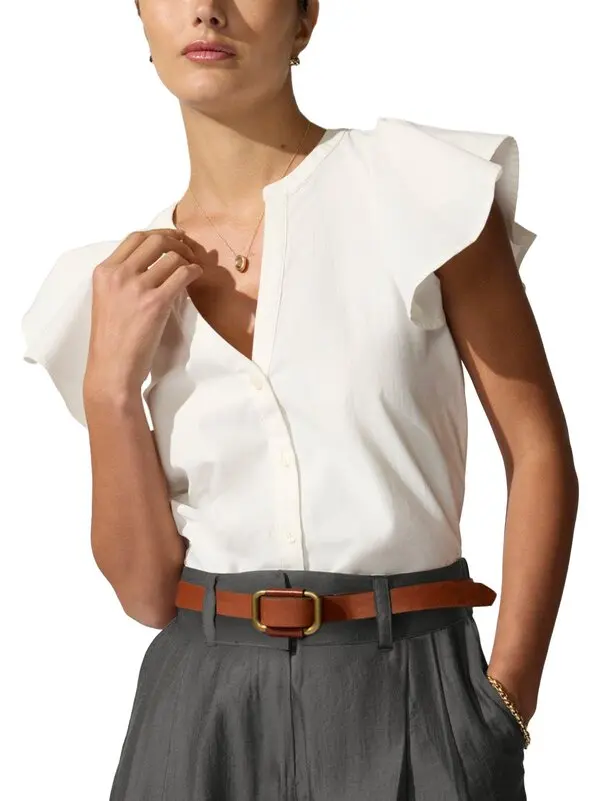 Brochu Walker The Darya Top With Ruffled Sleeves - Ivory