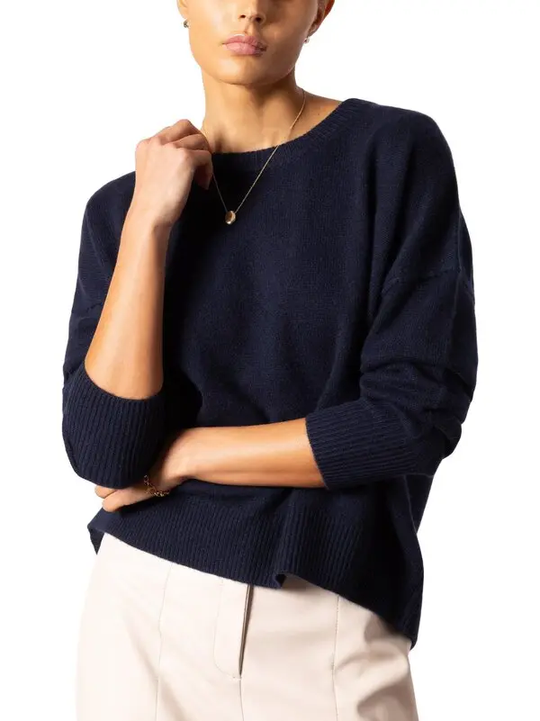 Brochu Walker Everyday Cashmere Bright Crewneck Sweater - Navy
