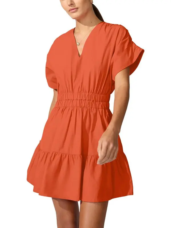 Brochu Walker Alessia Tiered V-neck Dress - Arancia